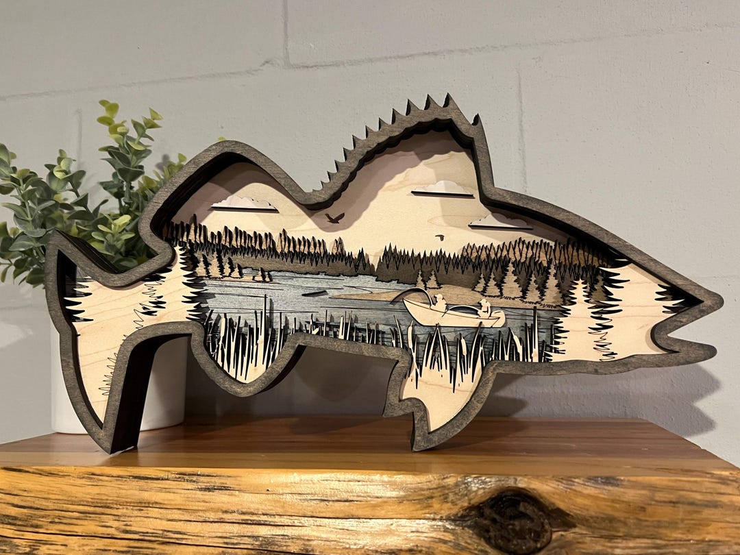 3D Walleye Layered Fish - Layered Fishing Scene - Father's Day Gift ...