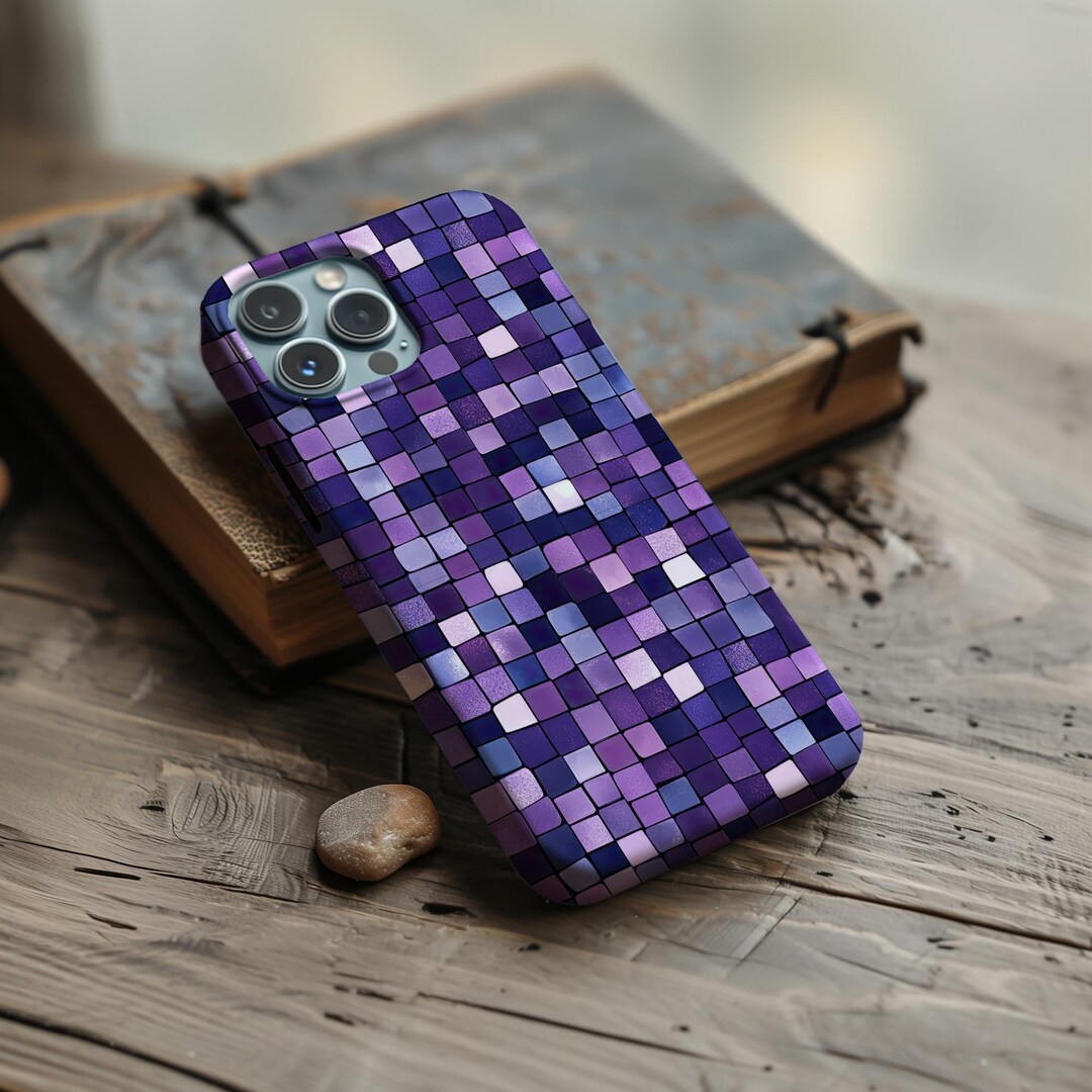 Purple Mosaic Aesthetic Case, Tough Phone Cases, Geometric Pattern ...