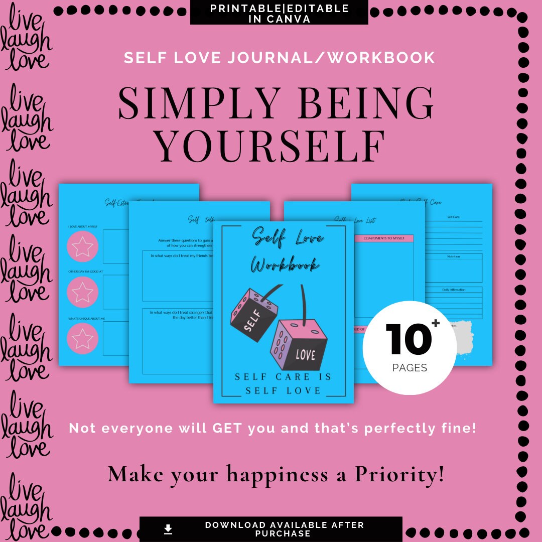 Self Love Workbook, Self Care Journal, Editable Digital Workbook ...