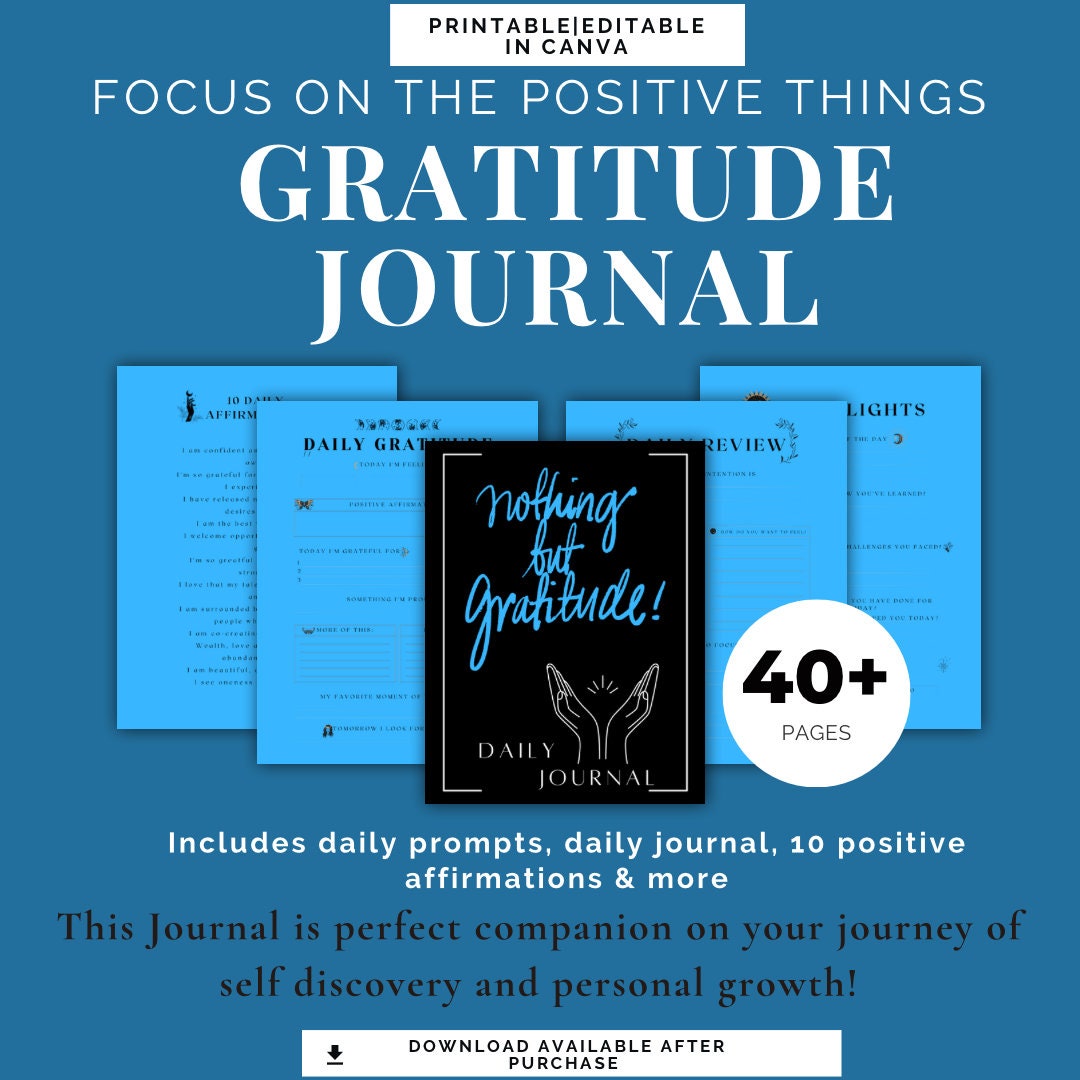 Printable Gratitude Journal, Daily Reflections, Mindfulness ...