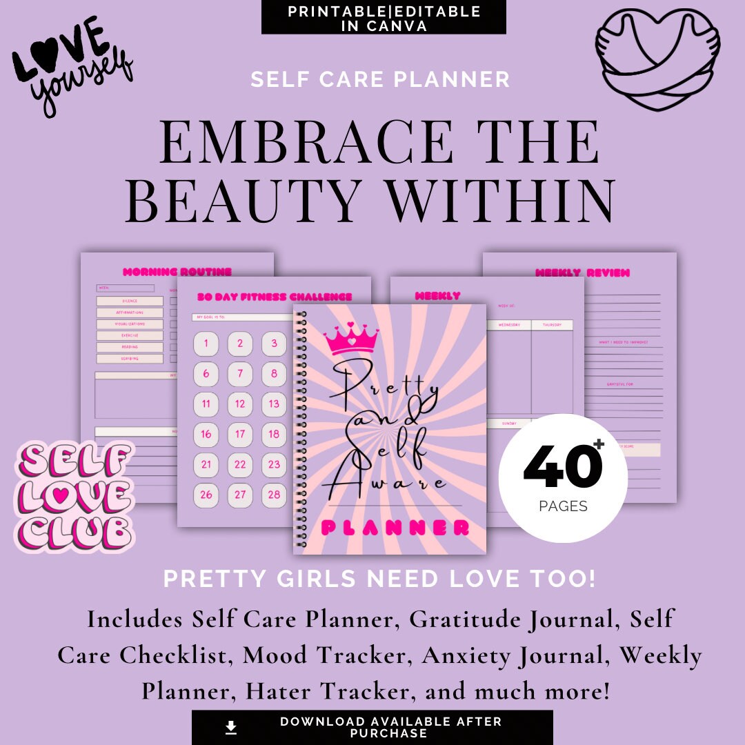 Self Love Workbook, Self Care Journal, Editable Digital Workbook ...