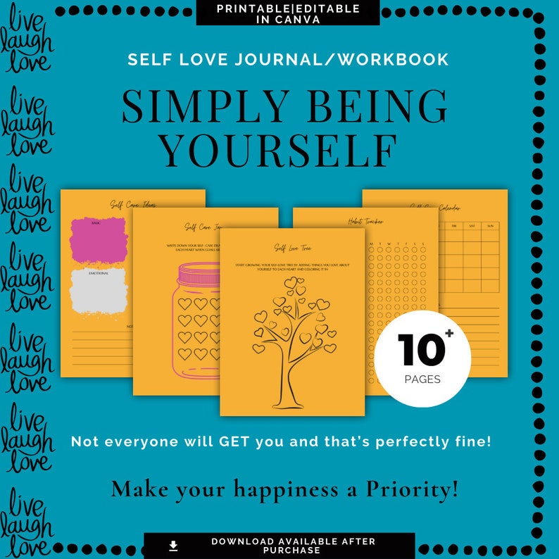 Self Love Workbook, Self Care Journal, Editable Digital Workbook ...