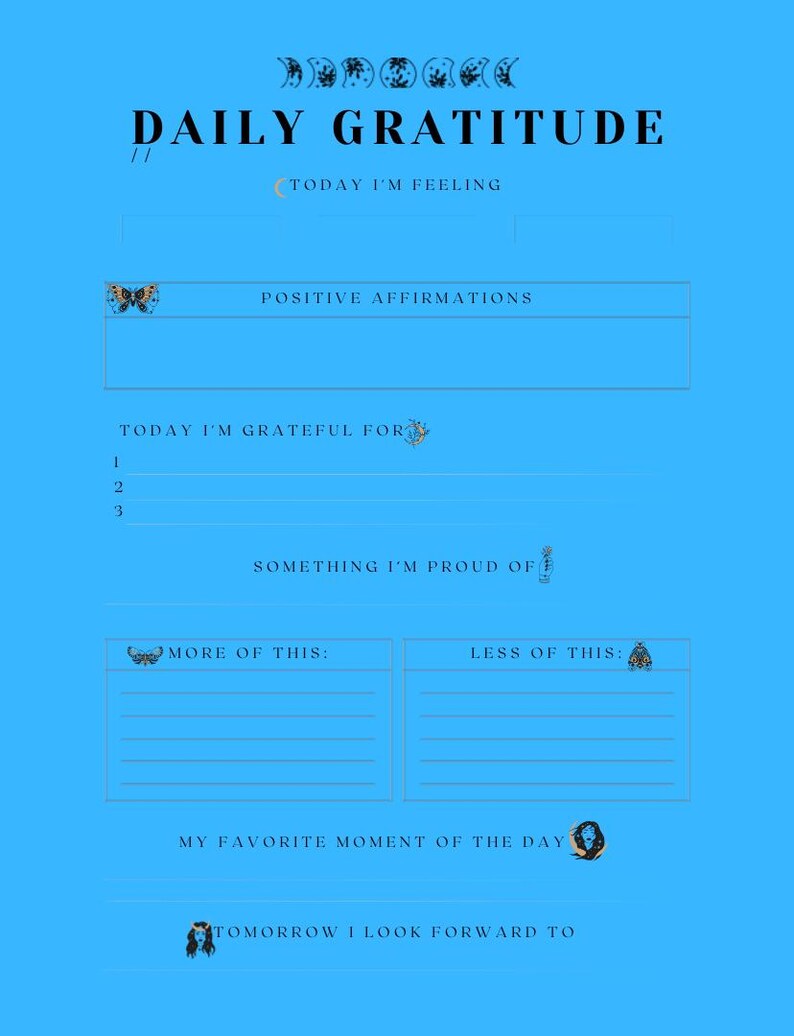 Printable Gratitude Journal, Daily Reflections, Mindfulness ...