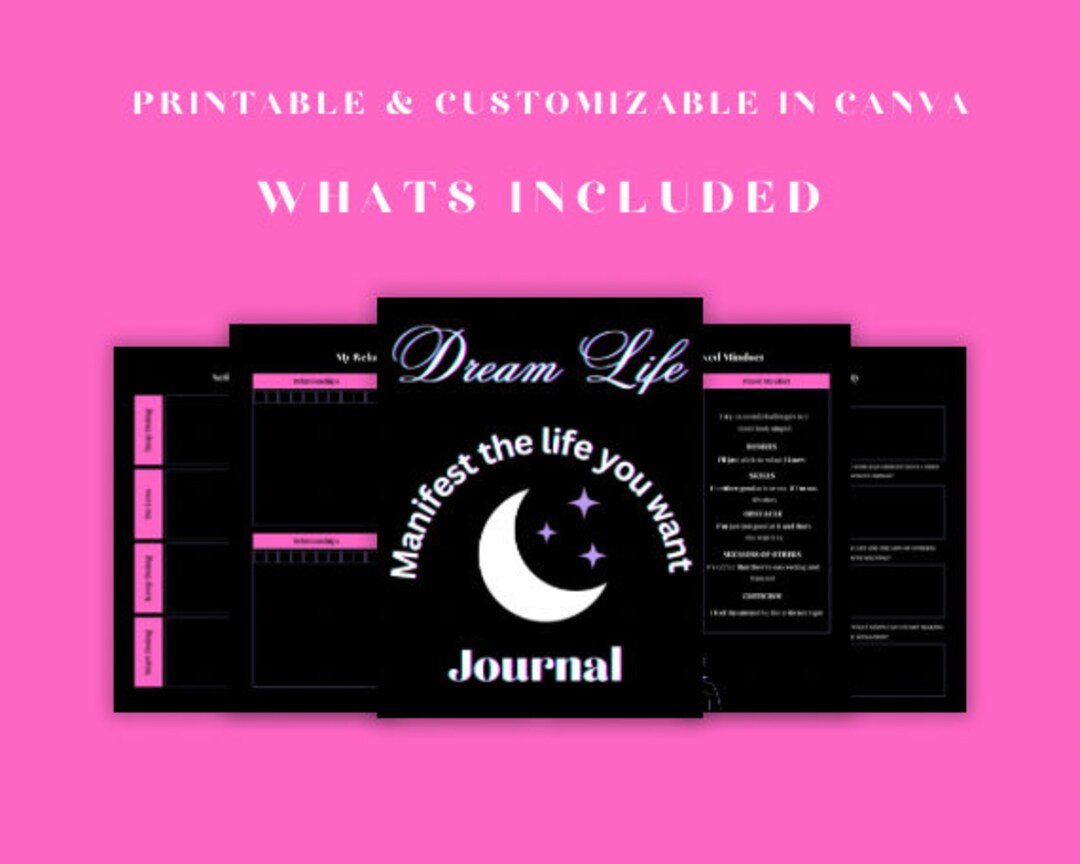Dream Life Journal, Printable Manifestation Journal, Self Care Canva ...
