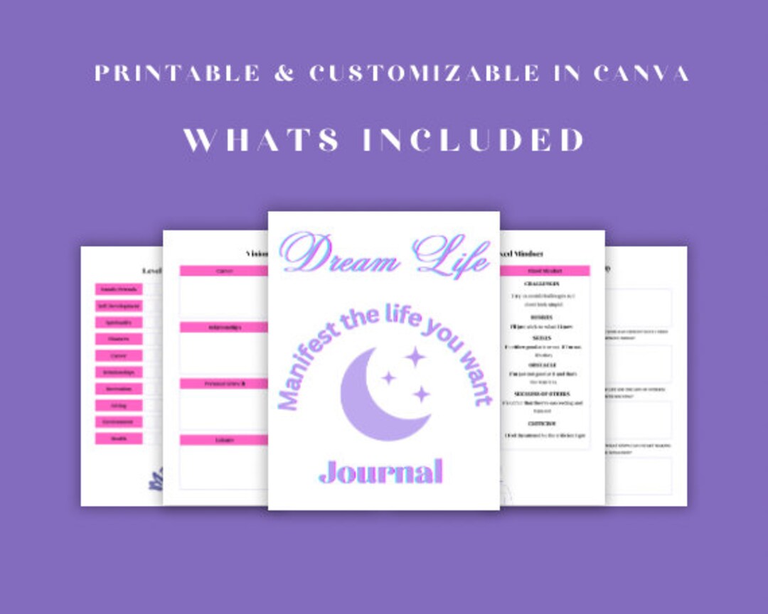 Dream Life Journal, Printable Manifestation Journal, Self Care Canva ...