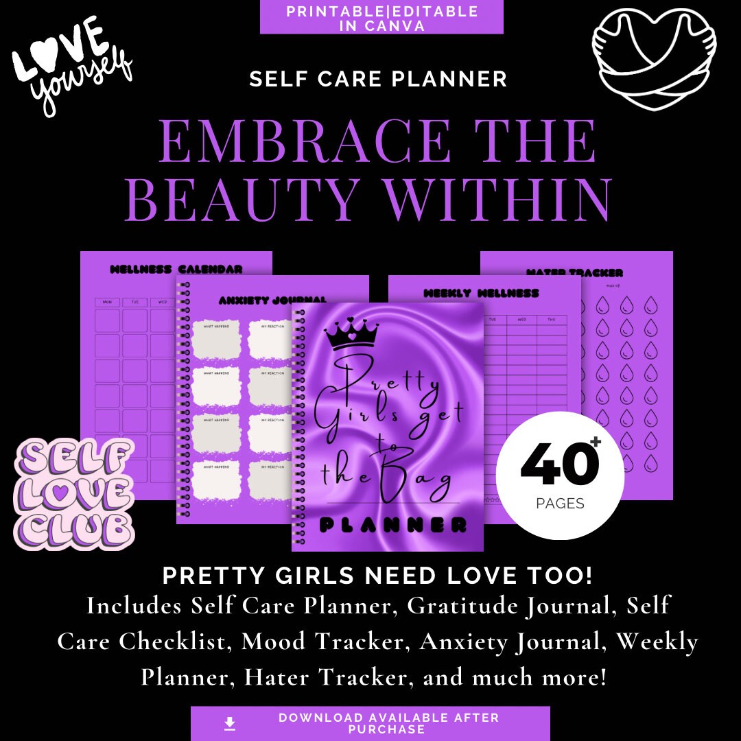Self Love Workbook Self Care Journal Editable Digital Workbook