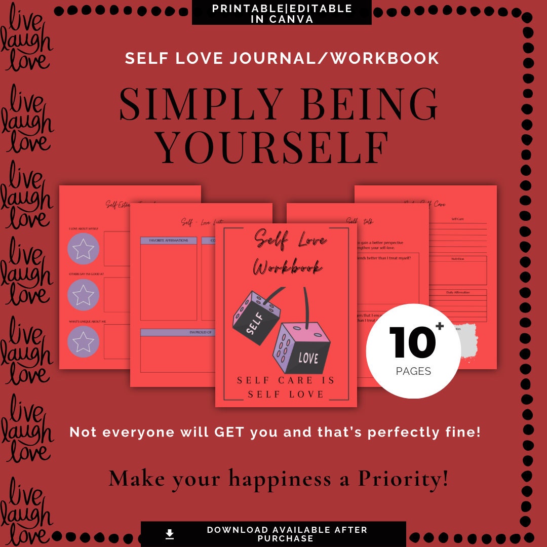 Self Love Workbook, Self Care Journal, Editable Digital Workbook ...