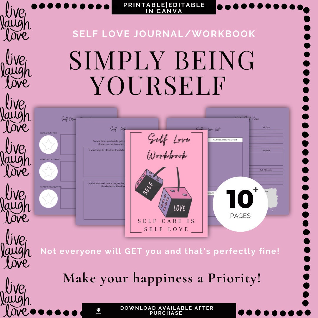 Self Love Workbook, Self Care Journal, Editable Digital Workbook ...