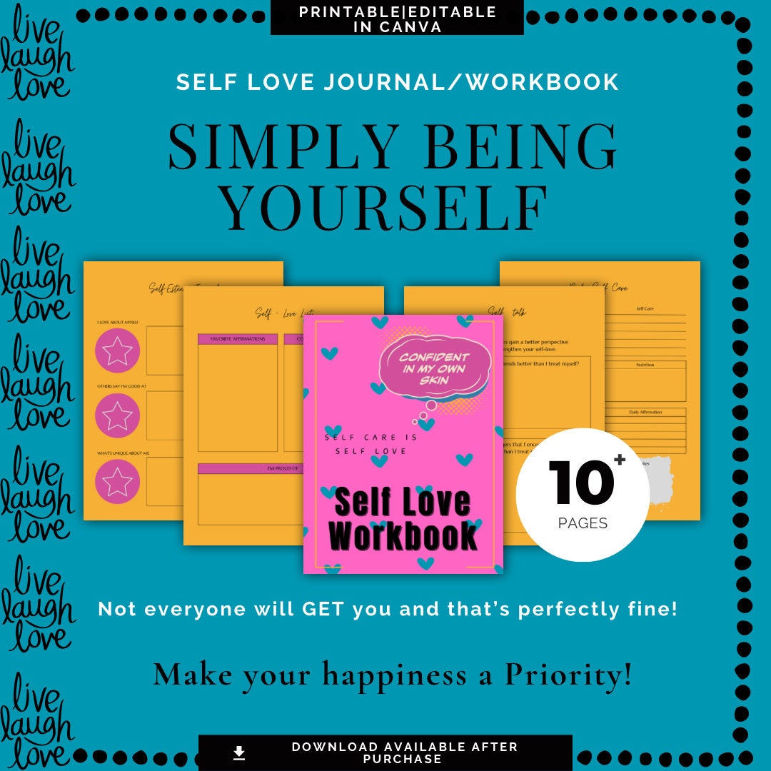 Self Love Workbook, Self Care Journal, Editable Digital Workbook ...