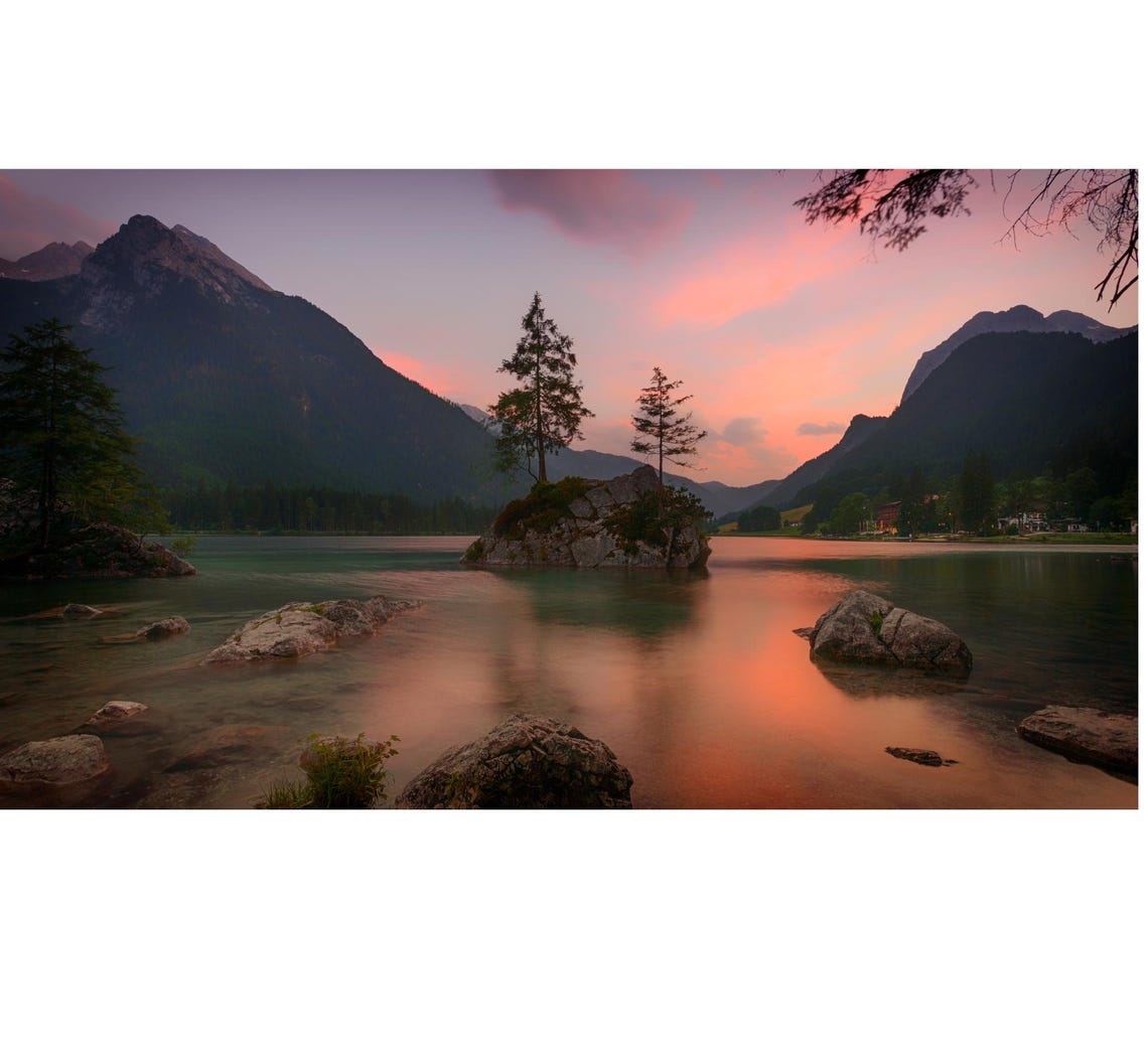 Mountain Lake Sunset Zoom Background – Tranquil Nature Virtual Backdrop ...