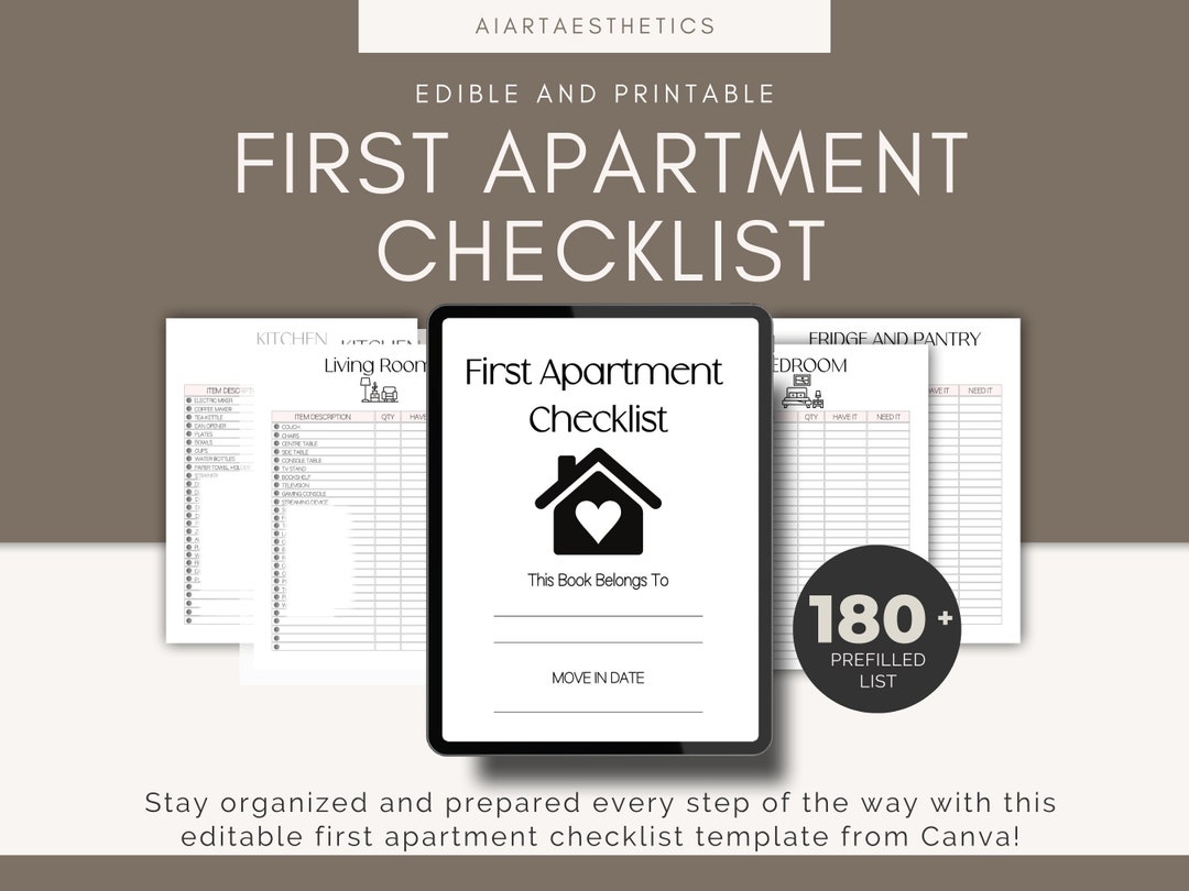 First Apartment Checklist | New Home Checklist | Apartment Essentials ...