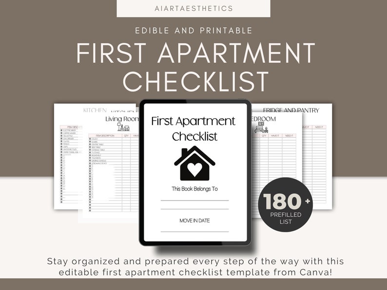 First Apartment Checklist | New Home Checklist | Apartment Essentials ...