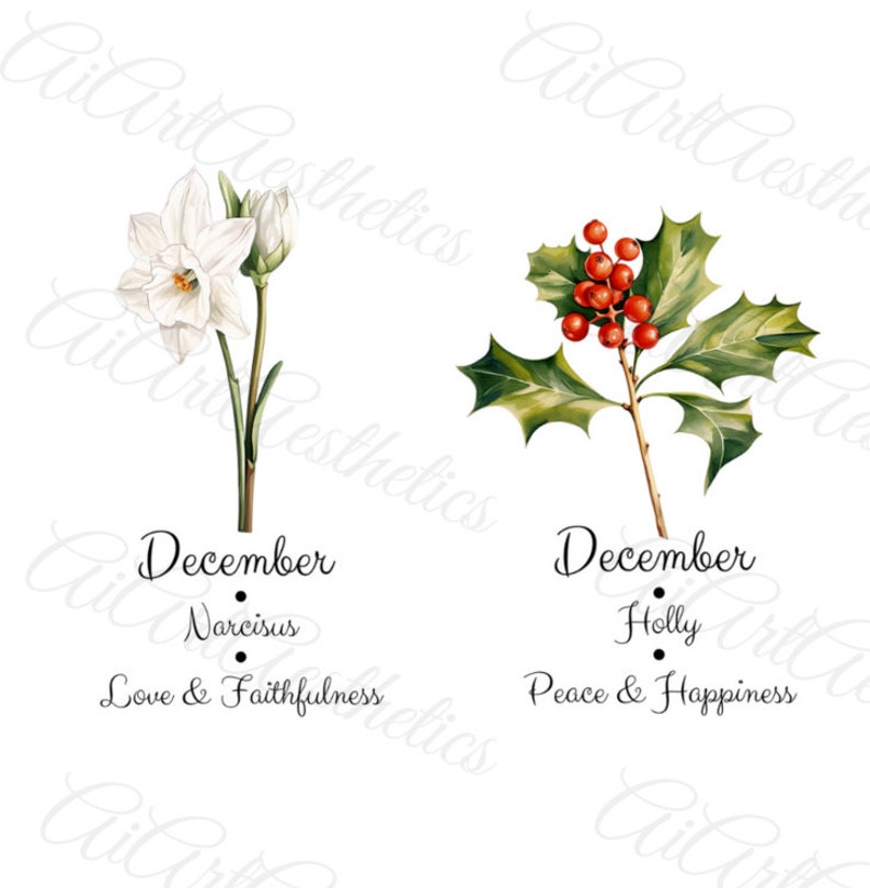 PNG Birth Month Flowers,watercolor Floral PNG Bundle, Birth Flower ...