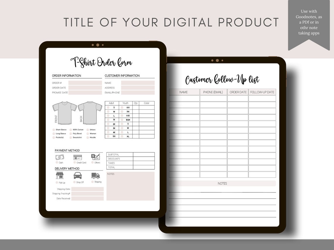 Minimalist Fillable Order Forms Bundle, Clothing Business Bundle ...