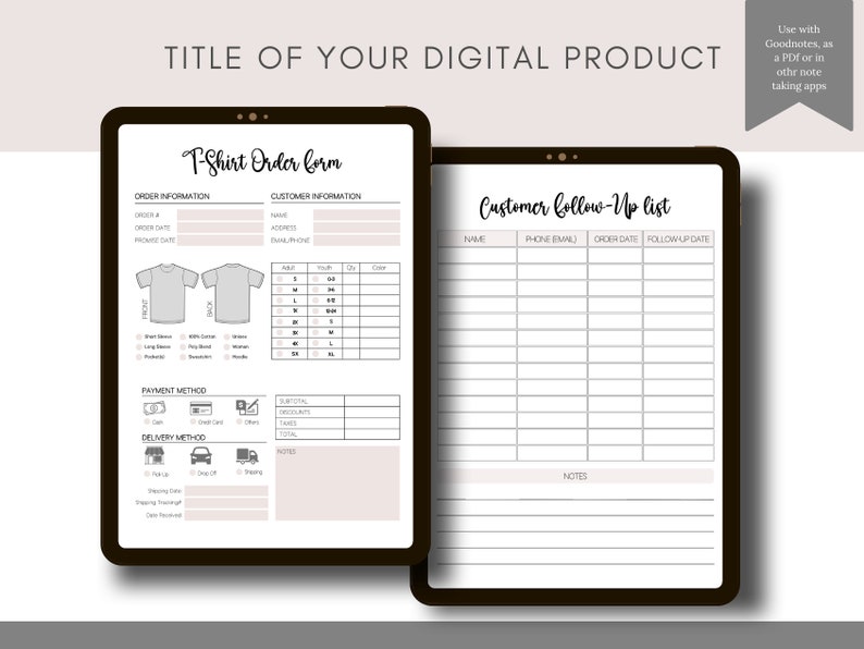 Minimalist Fillable Order Forms Bundle, Clothing Business Bundle ...