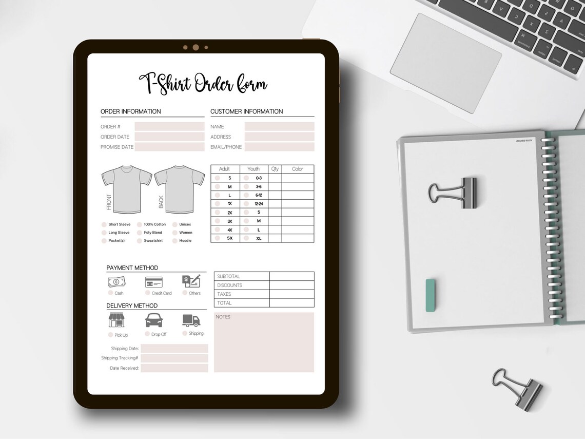 Minimalist Fillable Order Forms Bundle, Clothing Business Bundle ...
