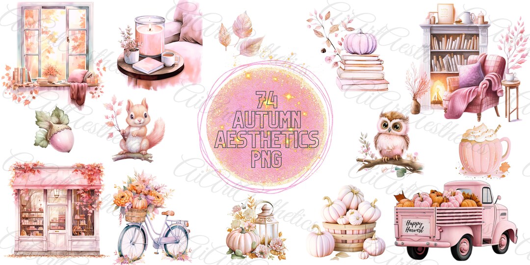 Pink Fall Clipart, Fall Svg, Autumn Svg Bundle, Transparent Background ...