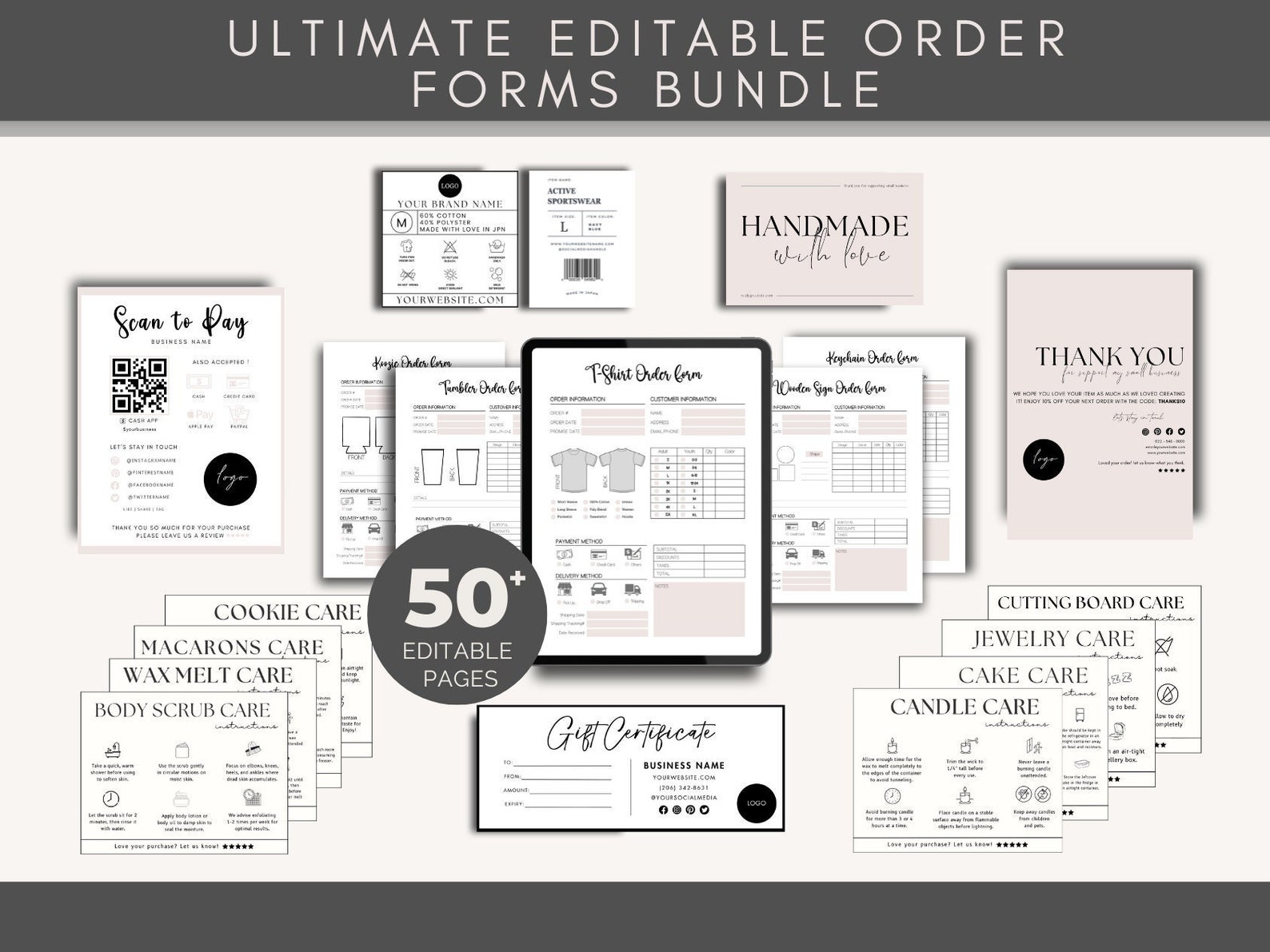 Minimalist Fillable Order Forms Bundle, Clothing Business Bundle ...