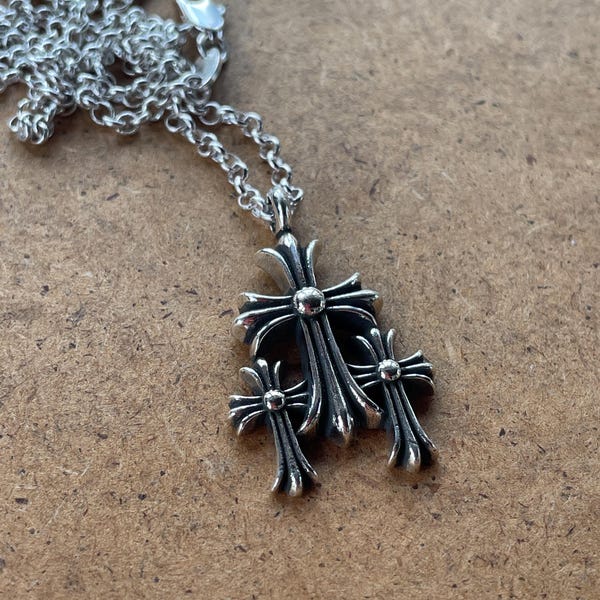 Chrome Hearts Triple Cross Necklace - Etsy
