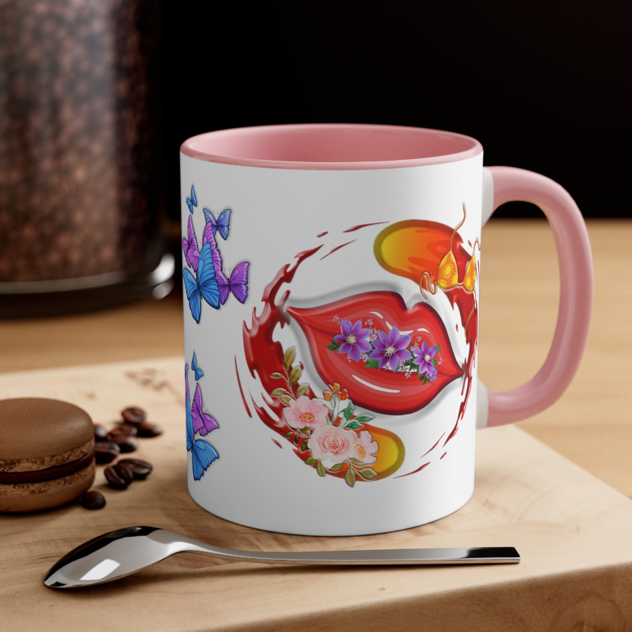 Coffee Mug With Sexy Red and Pink Lips Accent 11oz Just Me - Etsy