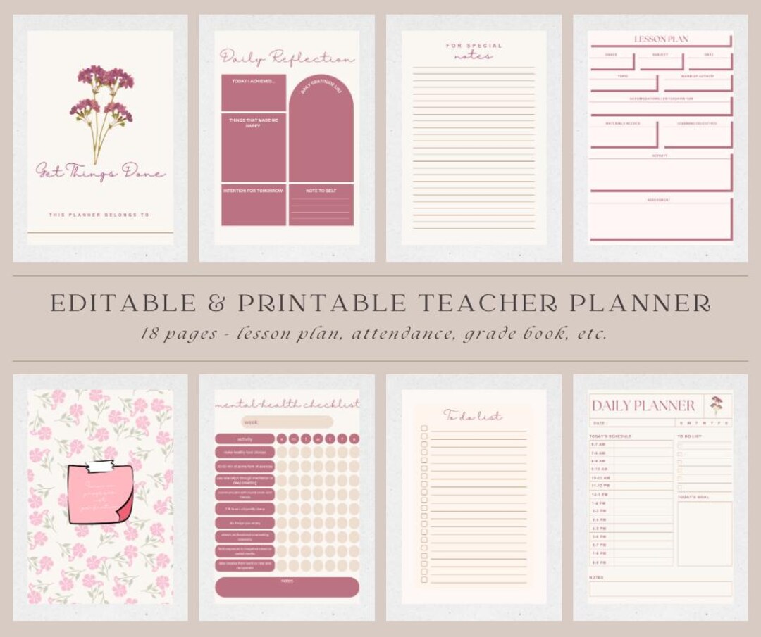 Editable Teacher Planner Template: Canva & Printable PDF - Etsy