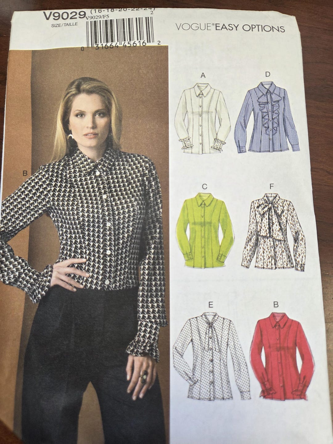 Vogue 9029 Misses' 2010s Vogue Easy Options Buttoned up Blouse Sewing ...