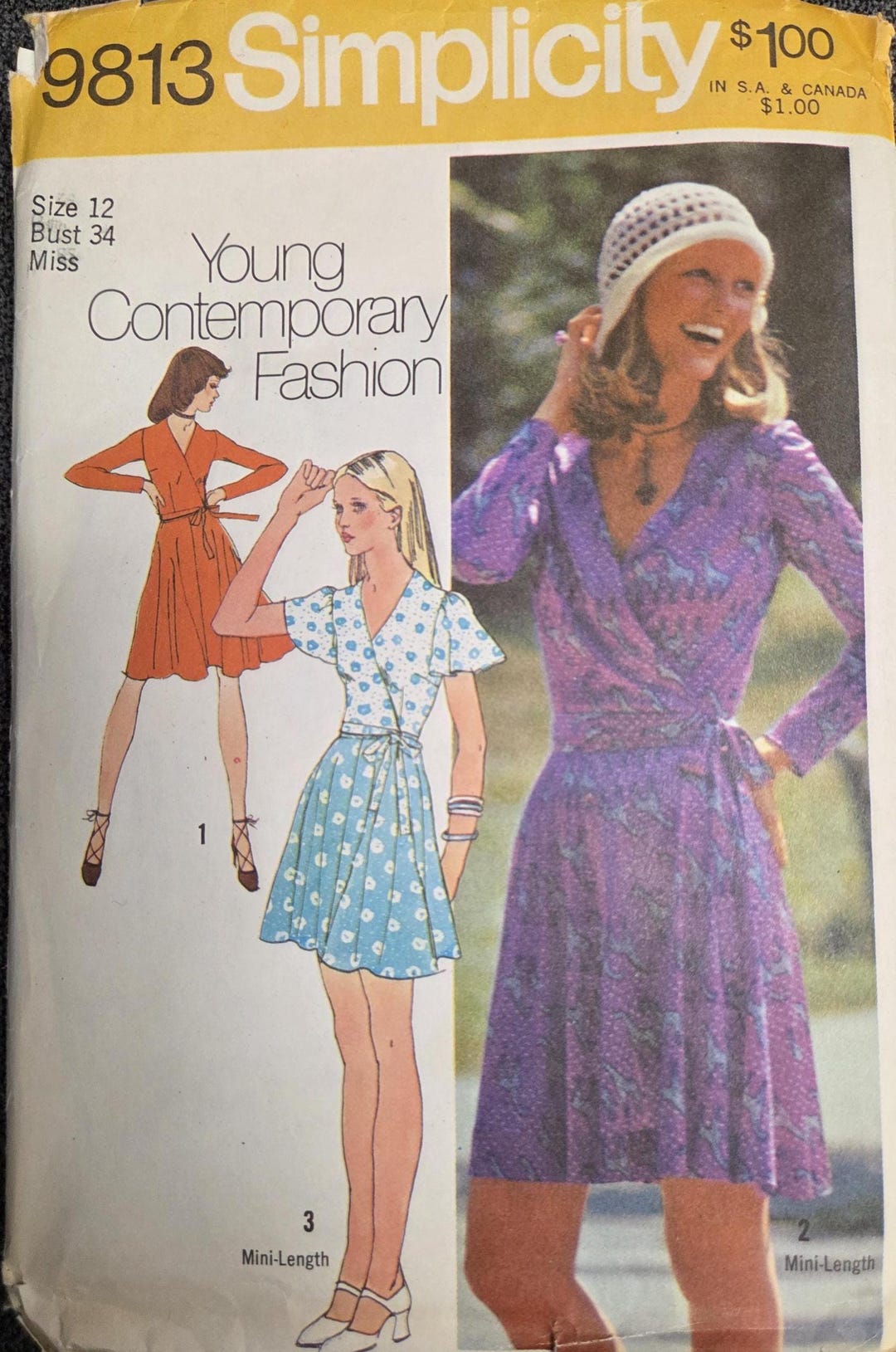 Simplicity 9813 Size 12 Bust 34 1970s Pattern Wrap Around Blouse - Etsy