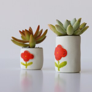 Pair of Petite Flower Pots: Ceramic Planters for Small Plants, Delicate ...