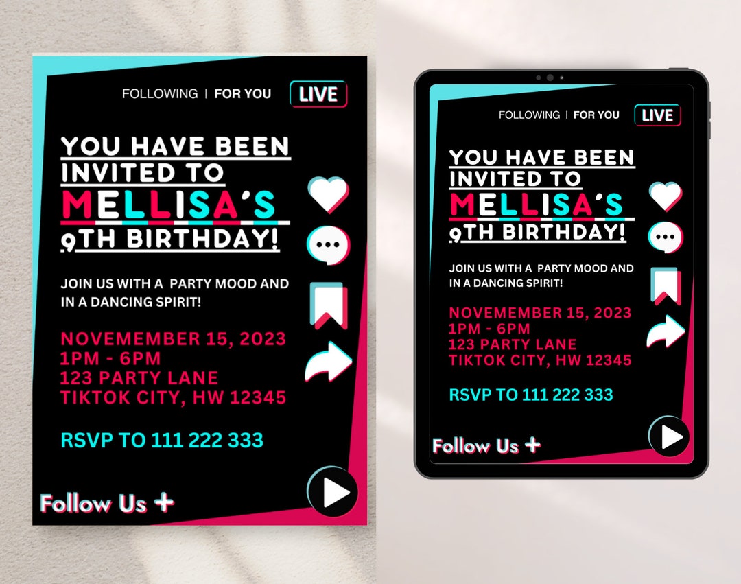 Digital TIKTOK Birthday Invitation! - Etsy