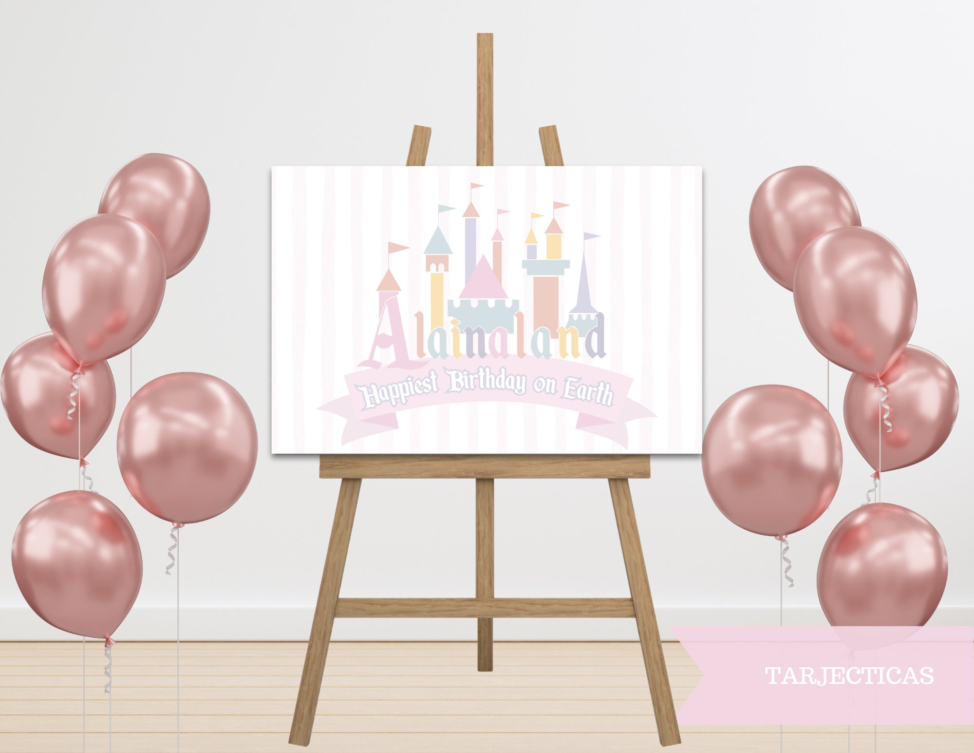 Retro Theme Park Birthday Sign Customizable Pastel Disneyland Party ...