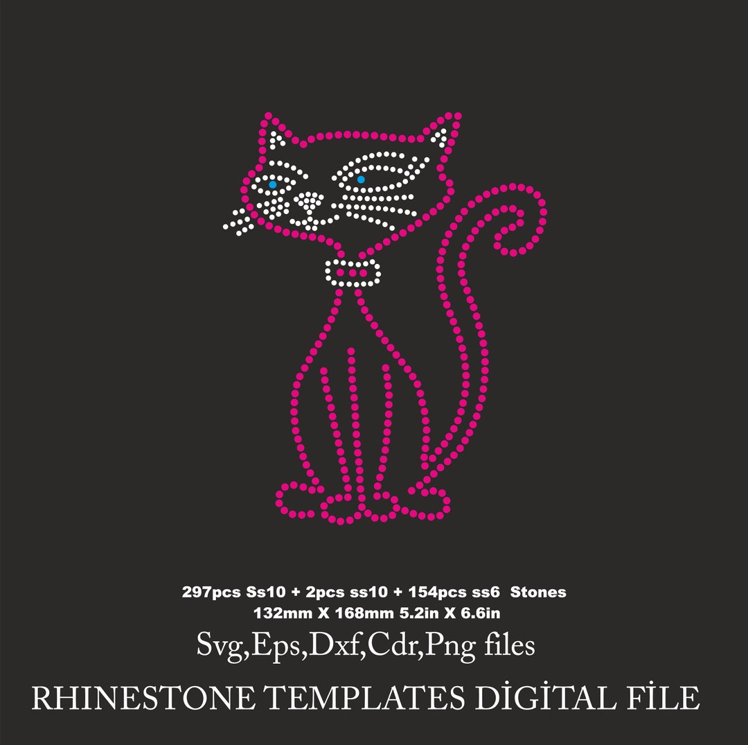 Cat Rhinestone Template, Cat Shirt Svg, Cat Rhinestone Cricut ...