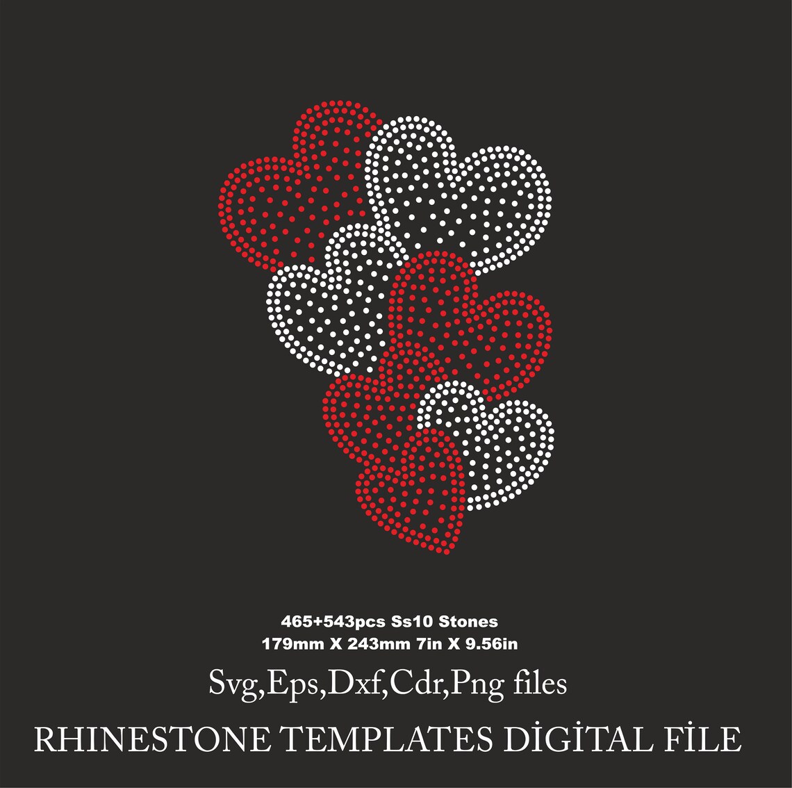 Hearts Rhinestone Template,love Rhinestone, Heart Rhinestone Cricut ...