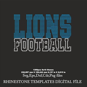 Lions Rhinestone,rhinestone Lions Football, Rhinestone Football ...