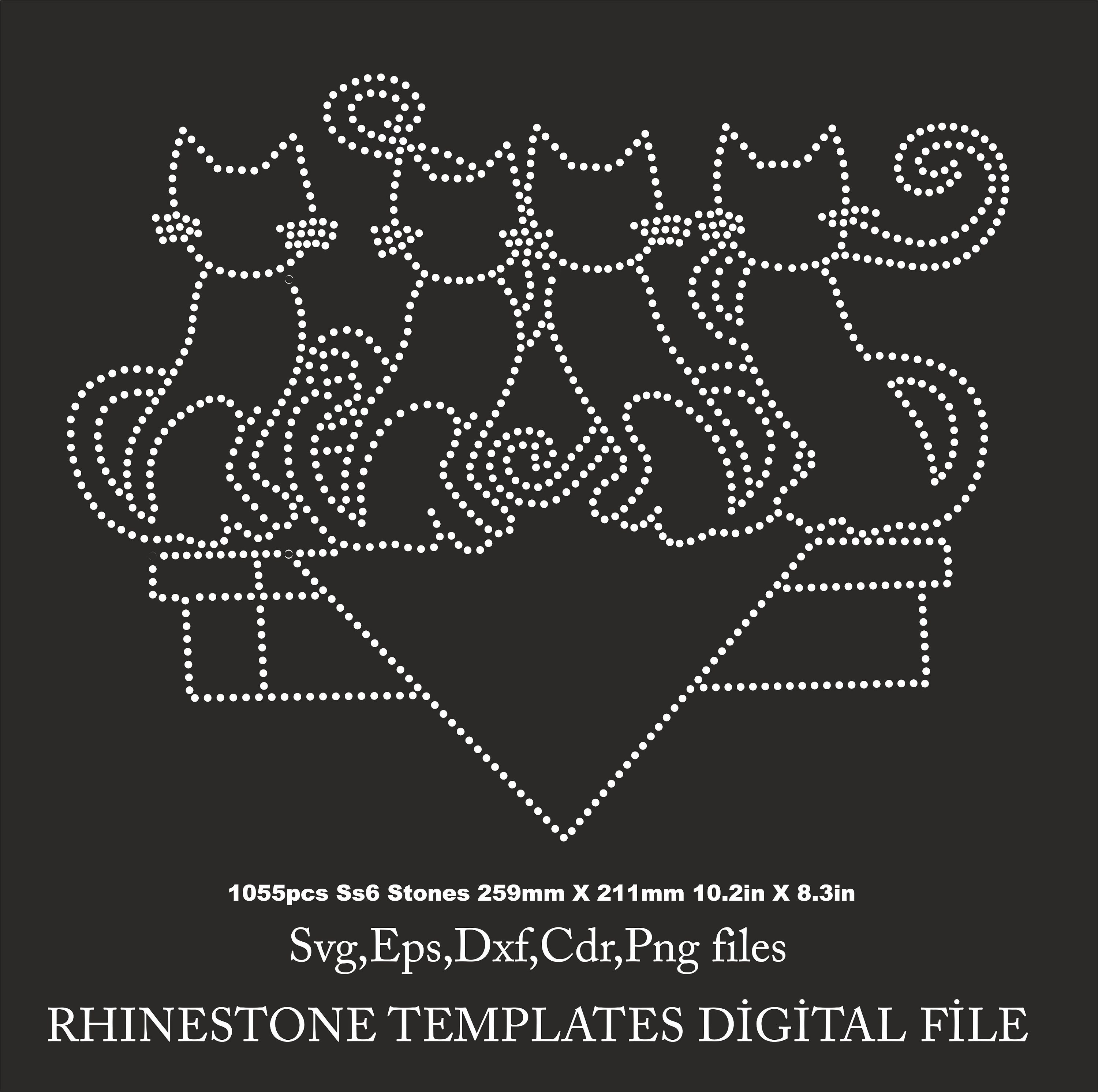 Rhinestone Cats Template, Cat Cricut Rhinestone, SVG Cats, Tshirt, Kids ...