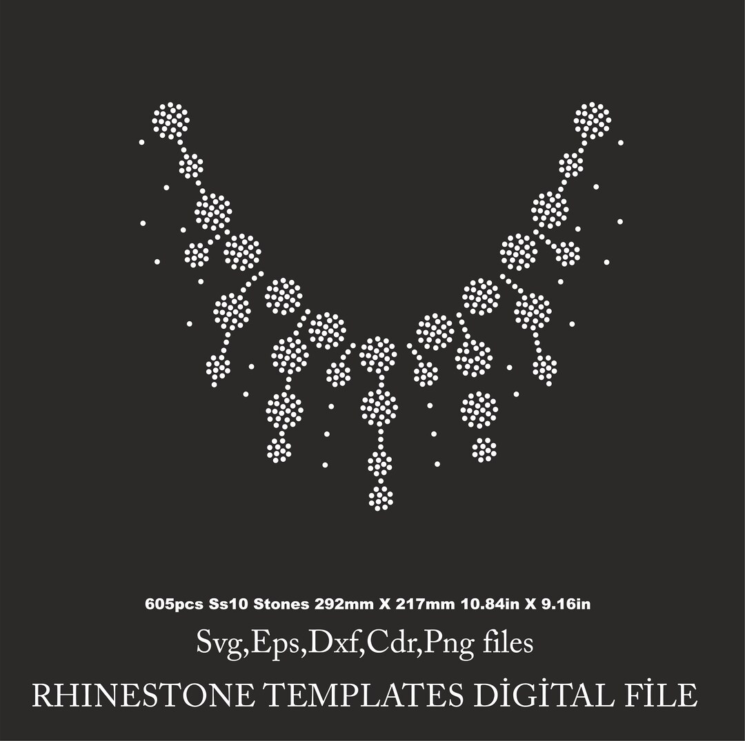 Necklace Rhinestone Template, Ss10 Collar Jevelry Neckline for Cricut ...