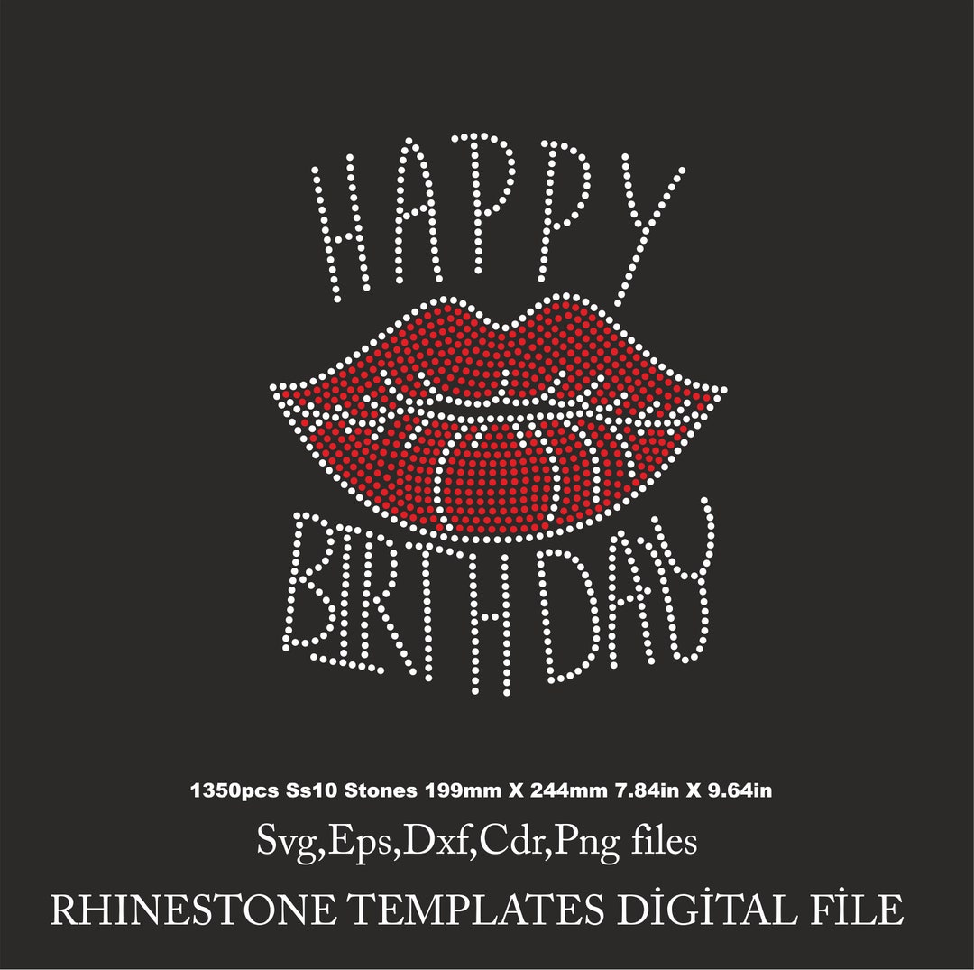 Happy Birthday Rhinestone Template, Birthday Rhinestone, Birthday Shirt ...