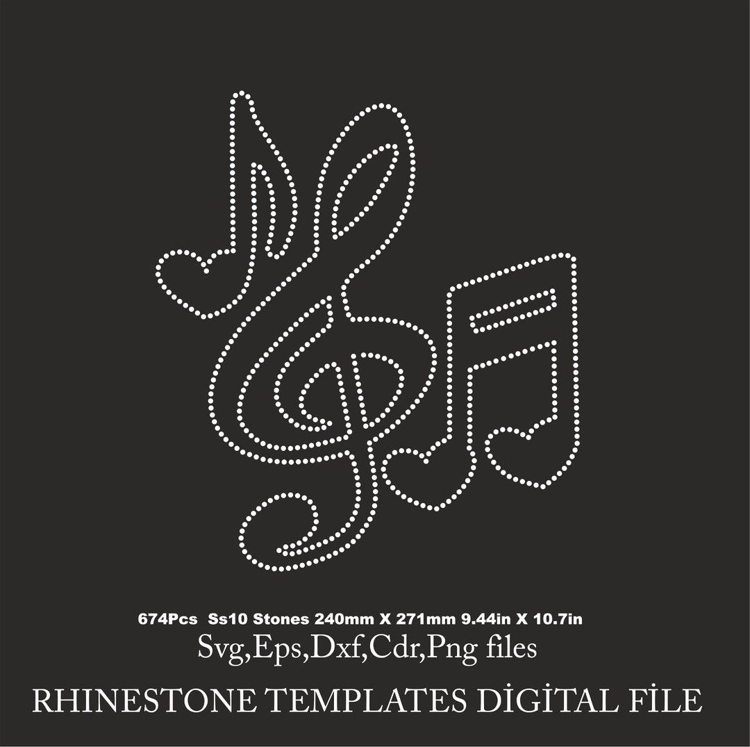 Music Note Rhinestone Template, Cricut Music Svg, Rhinestone Templates ...