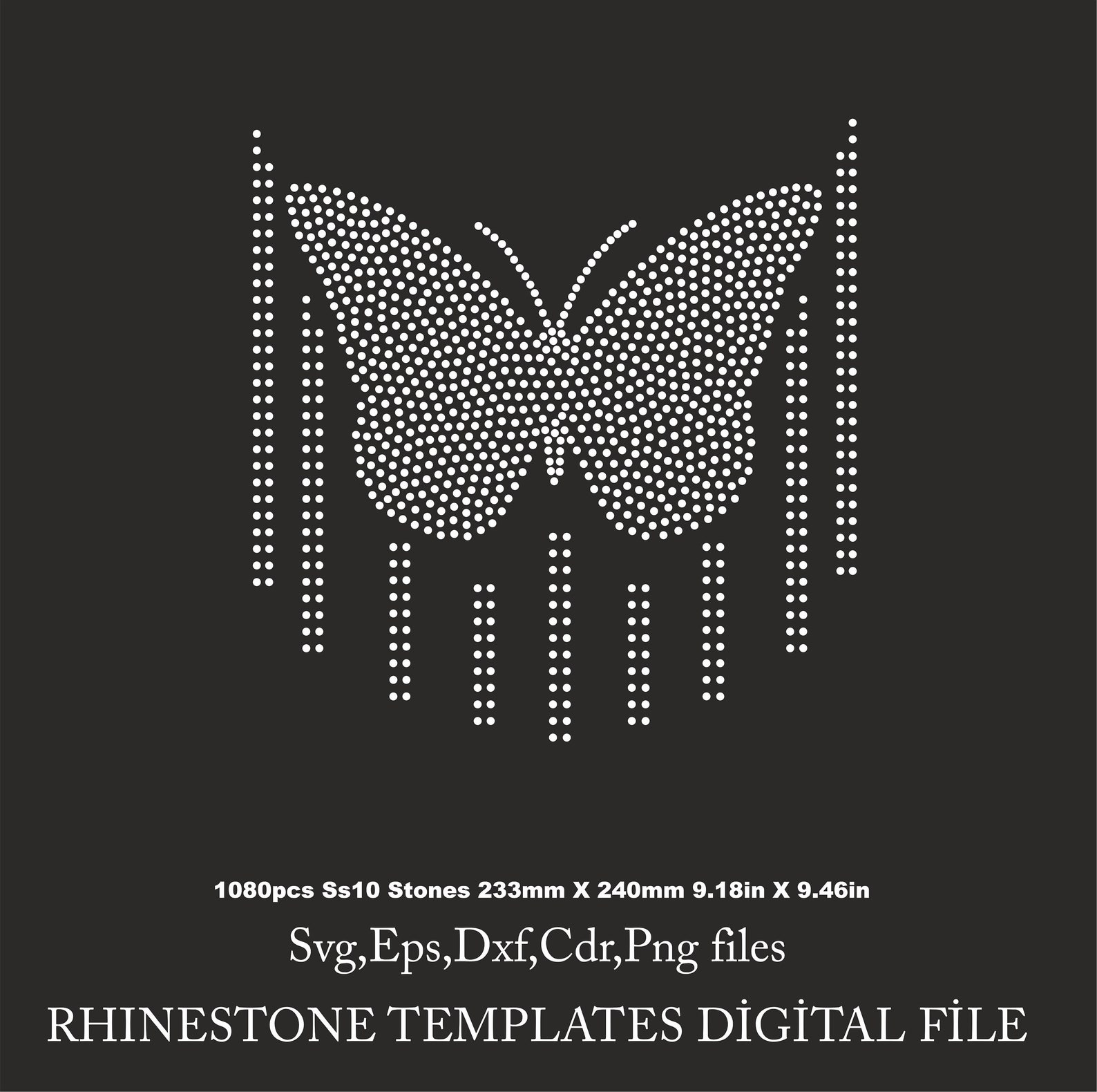 Butterfly Rhinestone Template Cutting SVG, Cut File,ss10,svg,cdr,dxf ...