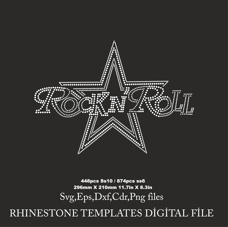 Rhinestone Template Rock N Roll, Rock Shirt Svg,rock Rhinestone ...