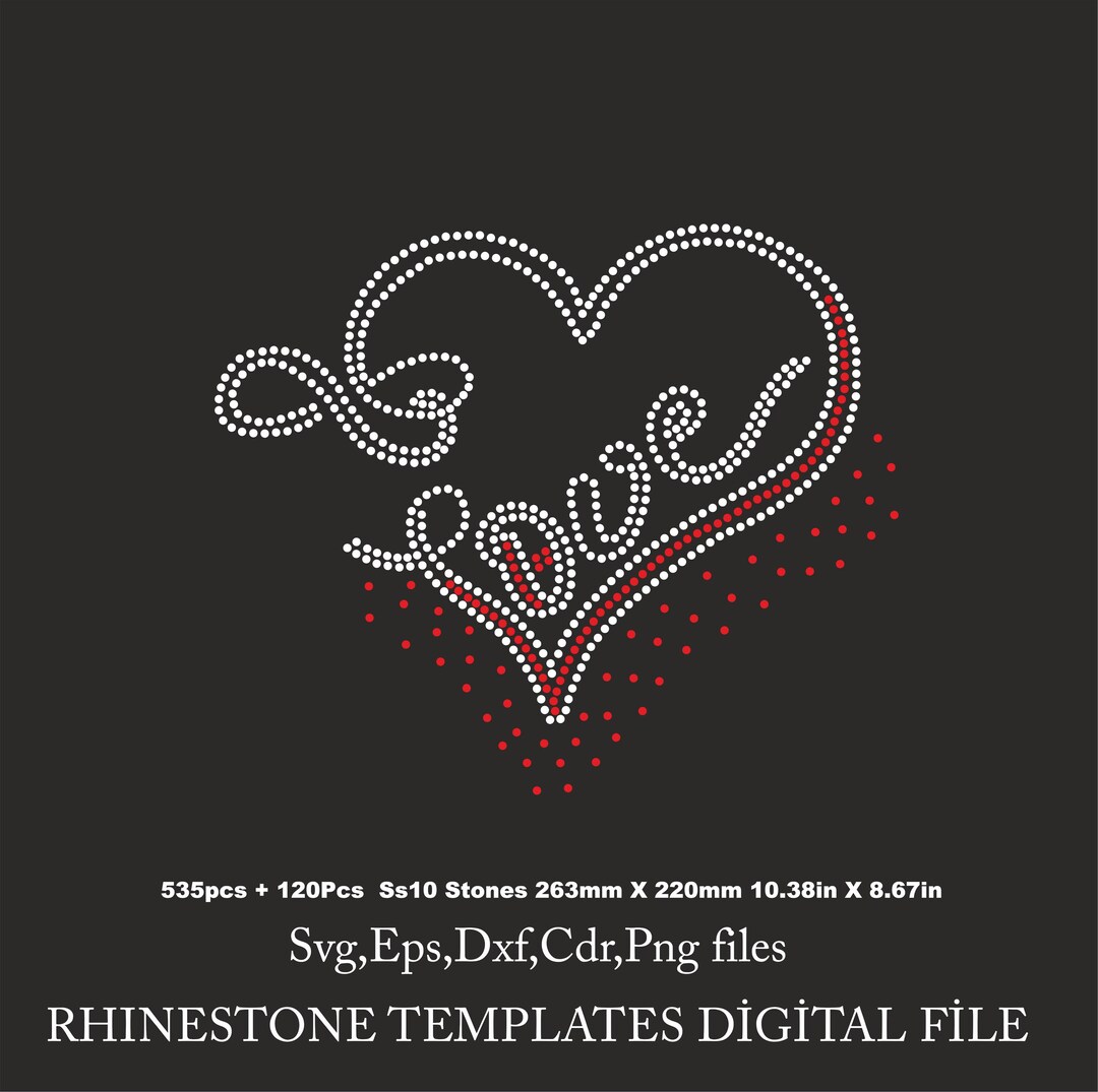Love Rhinestone Template, Svg File for Cricut Rhinestone Template ...