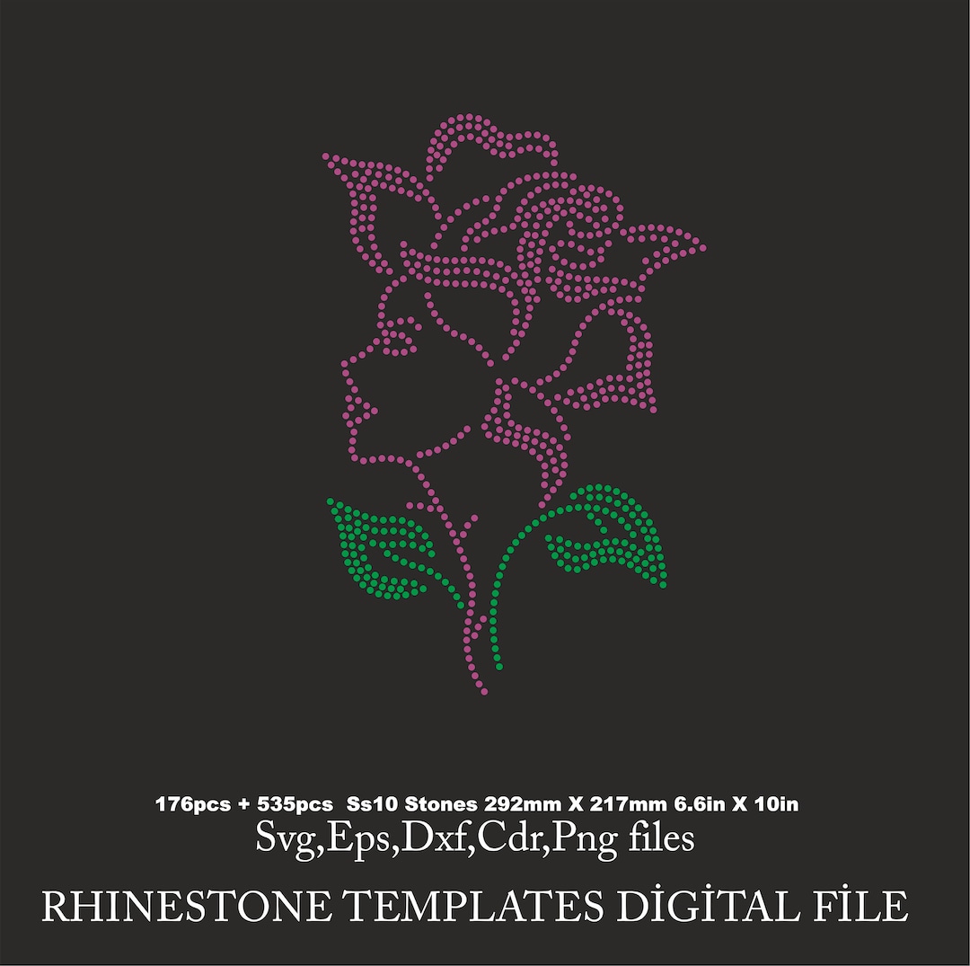 Rose Rhinestone Template Svg File for Cricut Rhinestone Template Ss10 ...