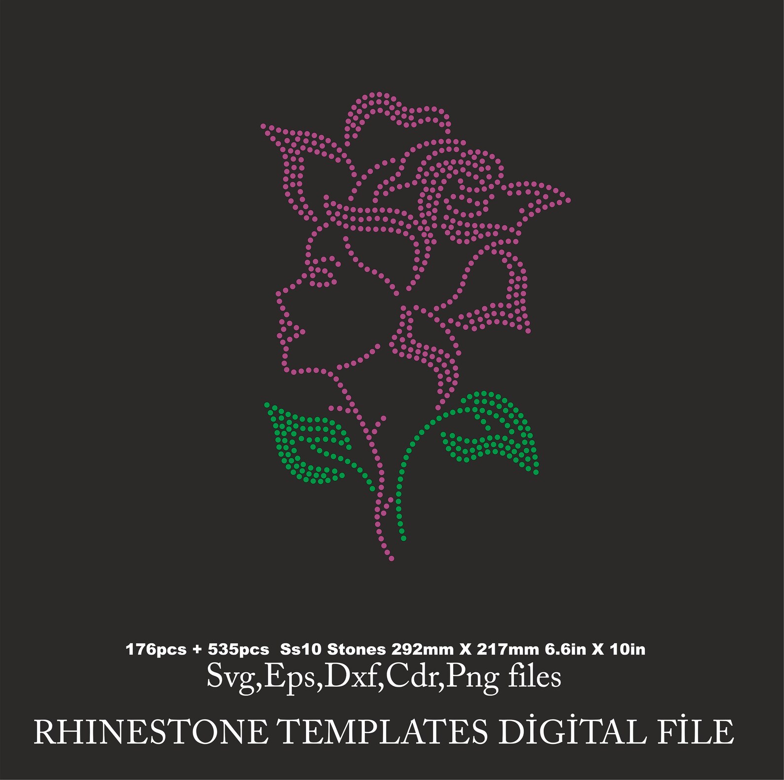 Rose Rhinestone Template Svg File for Cricut Rhinestone Template Ss10 ...