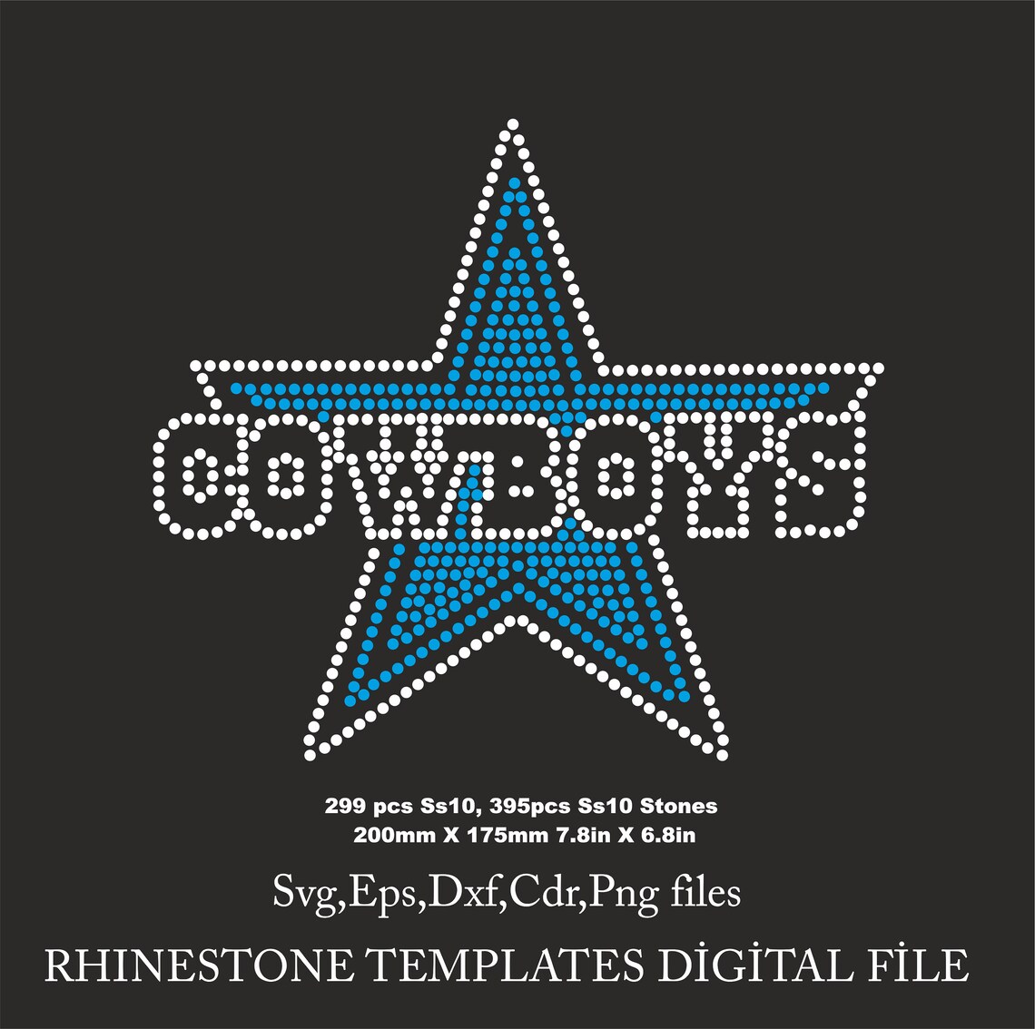 Cowboys Rhinestone Template, Football, Dallas Rhinestone ,cheer ...