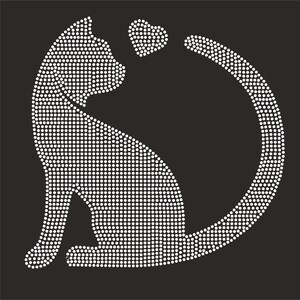 Cat Rhinestone Template Love, Rhinestone Cat, Hearts Rhinestone Cricut ...