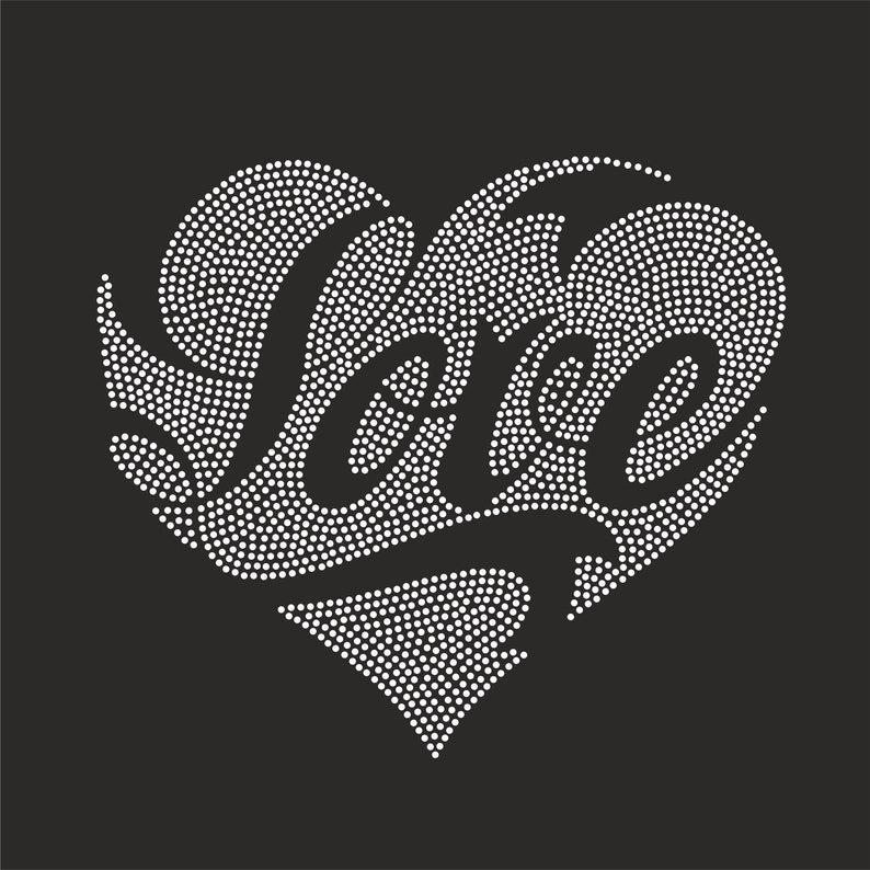 Love Heart Rhinestone Template Svg File for Cricut Rhinestone Template ...