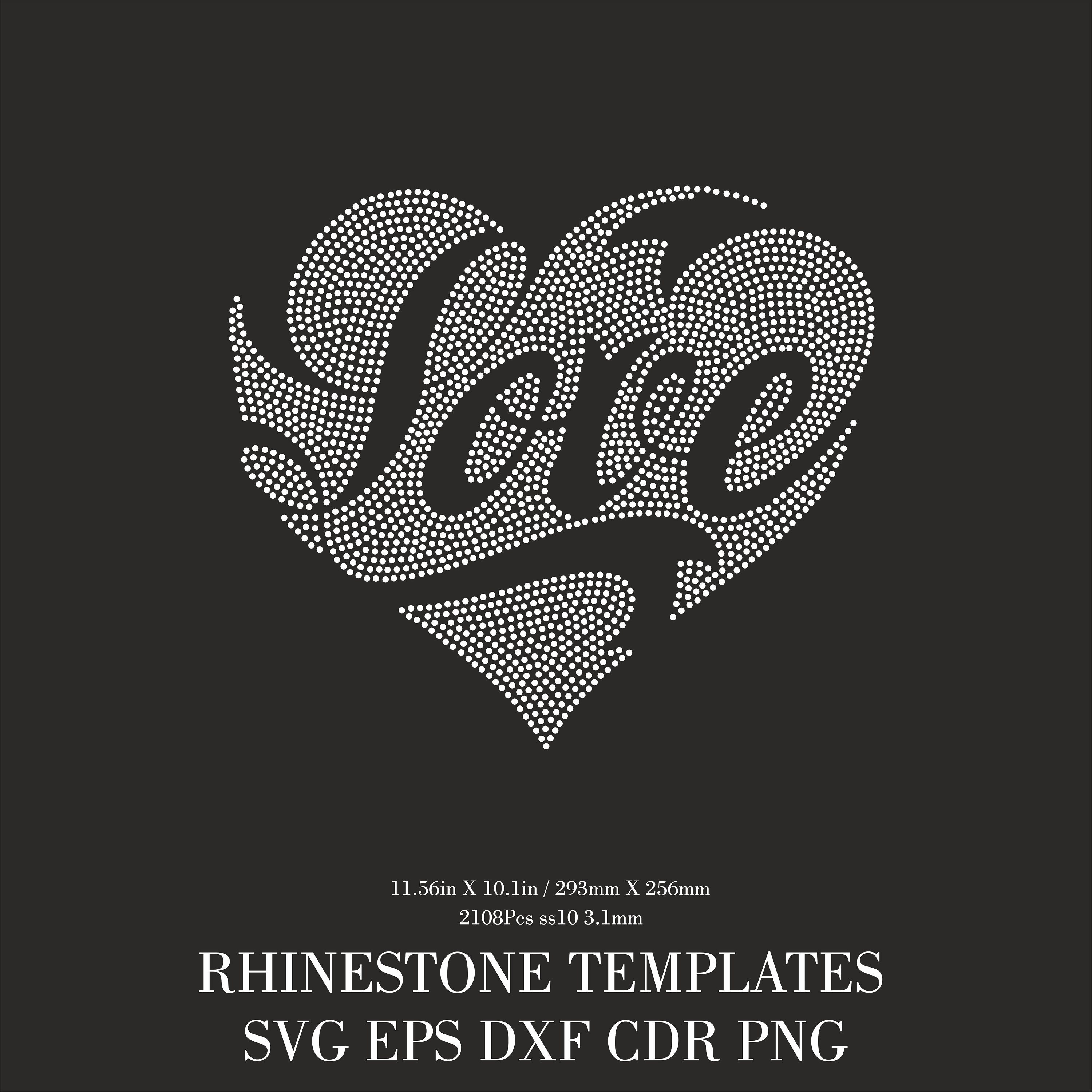 Love Heart Rhinestone Template Svg File for Cricut Rhinestone Template ...