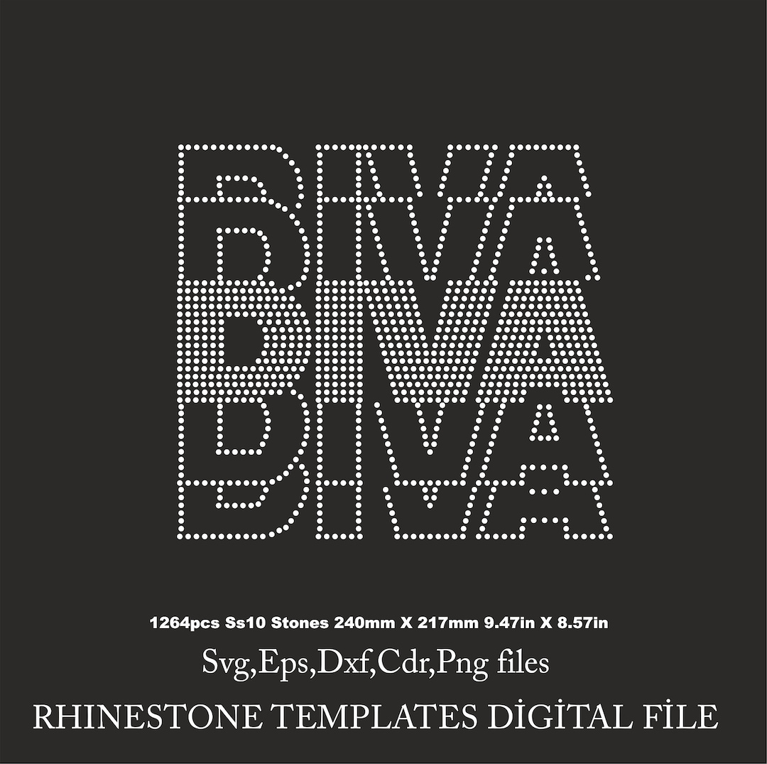 Rhinestone Diva Template, Diva Rhinestone for Cricut Rhinestone Template, Rhinestone Ss10 3mm ...