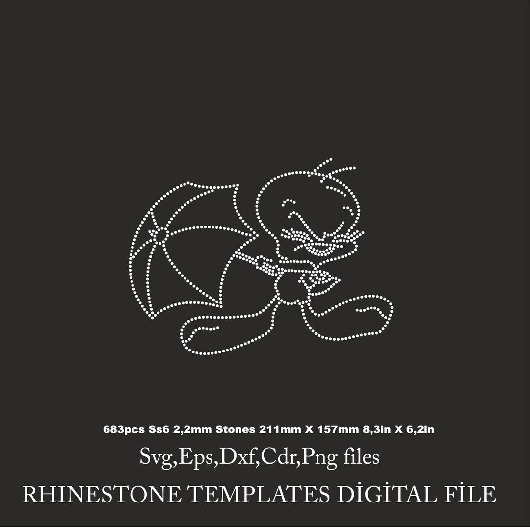 Rhinestone Template, Twety, Chick, Cartoon, for Cricut, Rhinestone ...