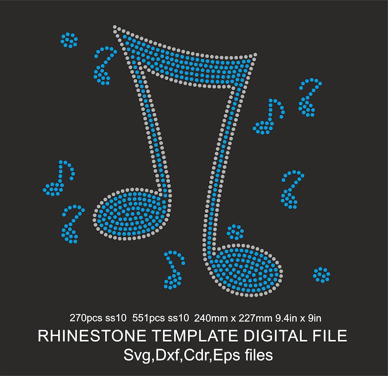 Music Rhinestone Template, Note Svg File for Cricut Rhinestone ...