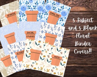Decorative Floral Binder Cover, 10 Printable/editable Binder Covers ...